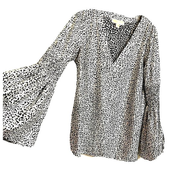 Michael Kors | Tops | Michael Kors Metallic Silver Leopard Animal Print ...